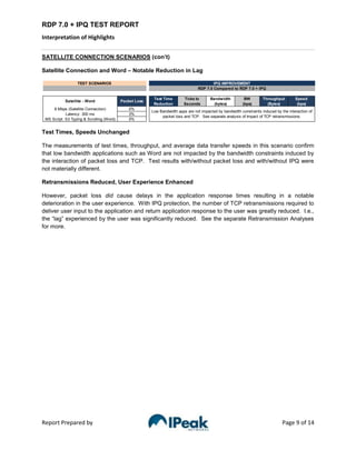 IPQ and RDP Test Report | PDF