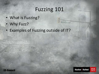 Hacker Halted 2014 - RDP Fuzzing And Why the Microsoft Open Protocol ...