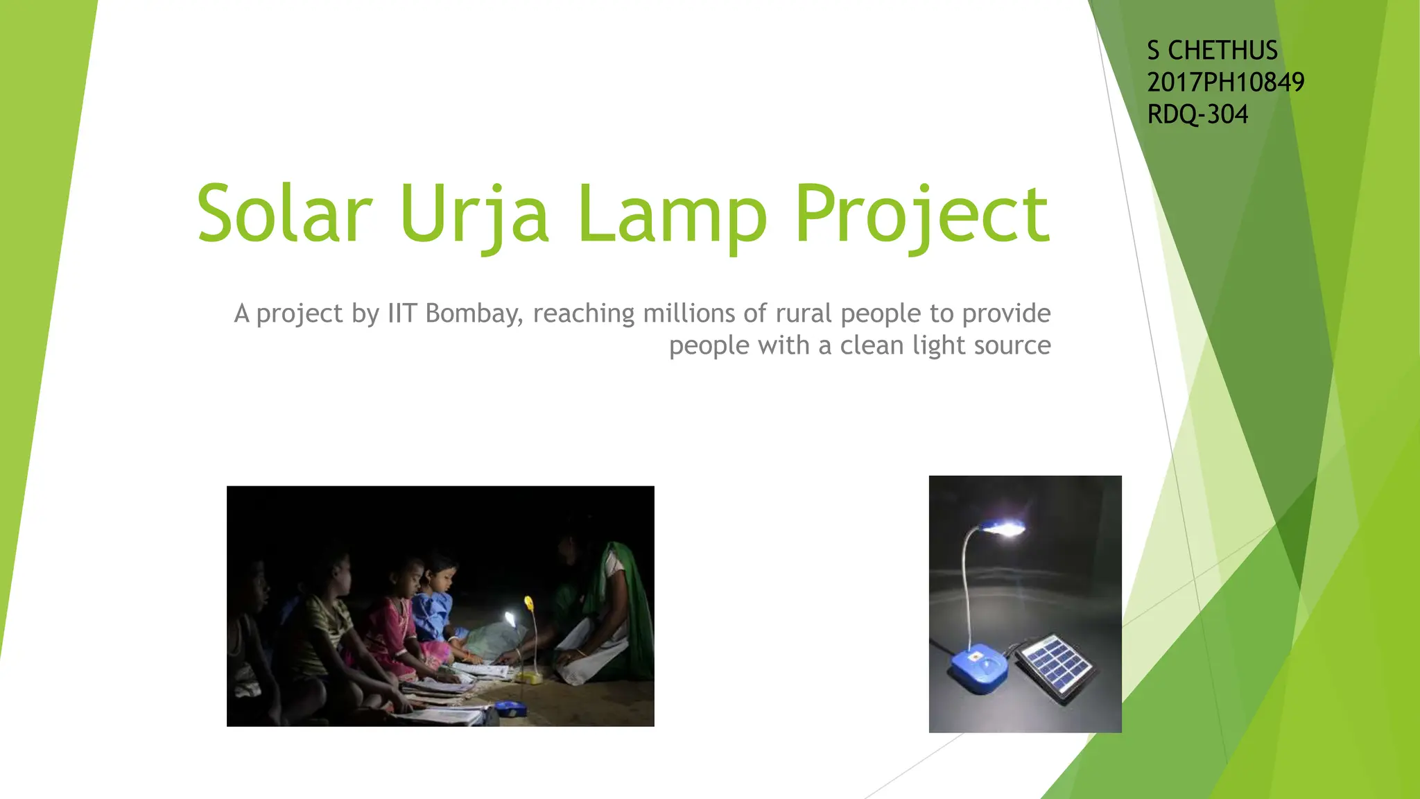 Solar Urja Lamp Project - A rural development project | PPTX