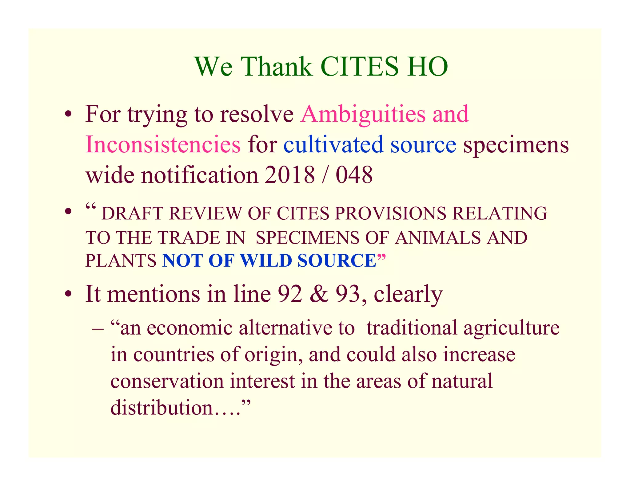 RPG Representation CITES India MA & SA Aug 2018 | PPT