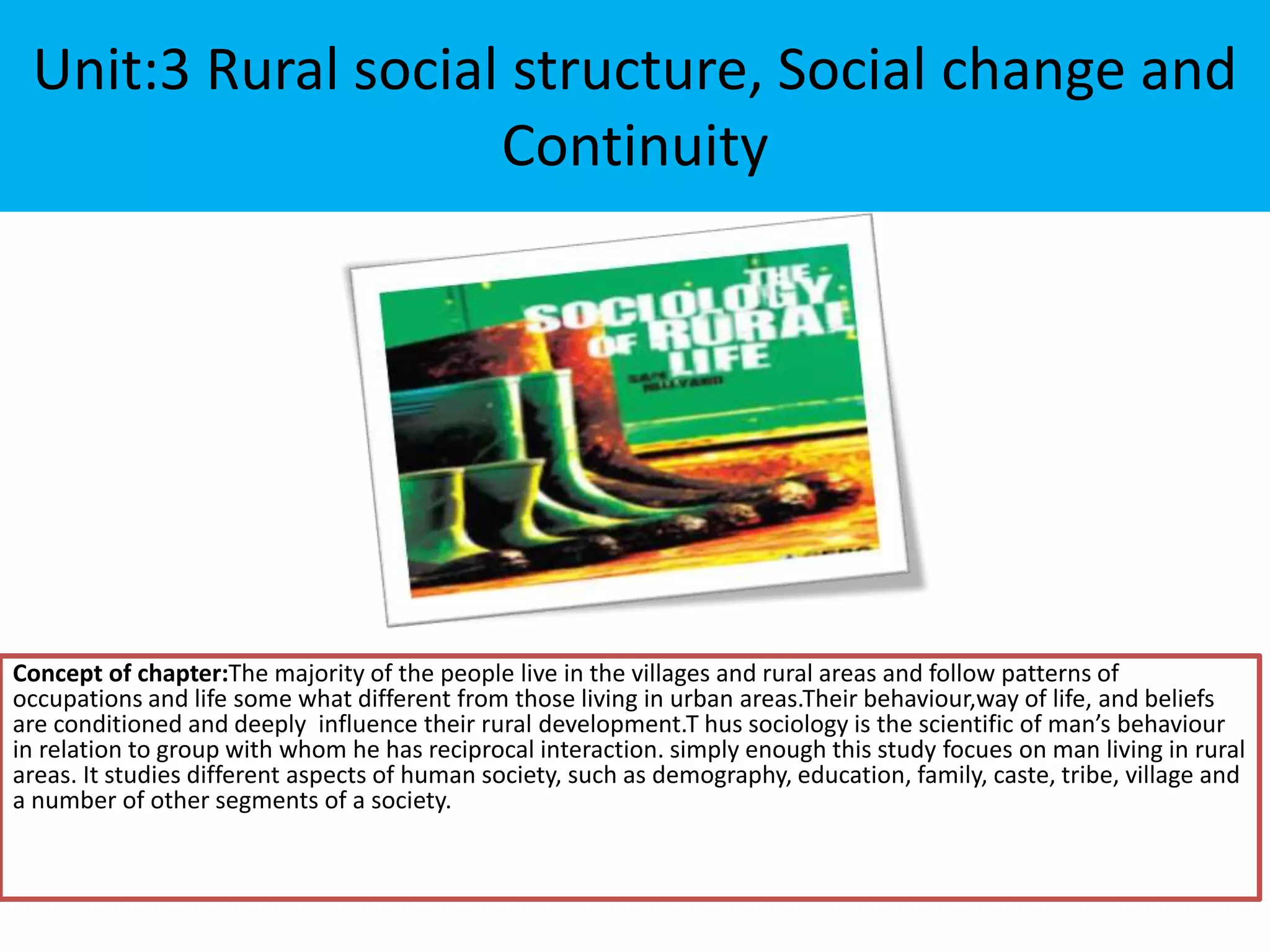 Rural social structure,Social change and continuity | PPTX