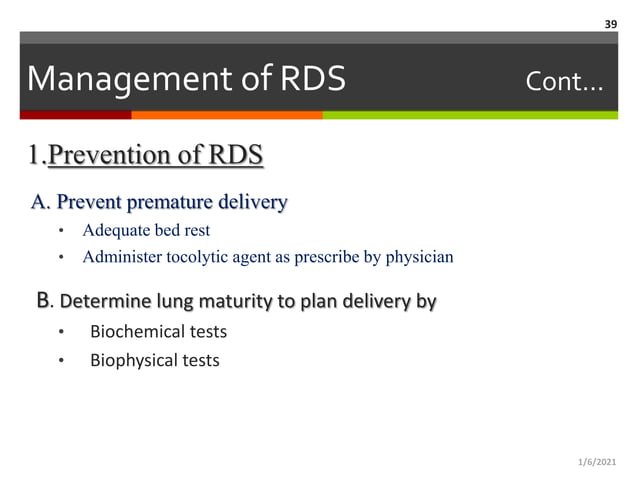 RDS (neonate respiratory distress syndrome) | PPTX