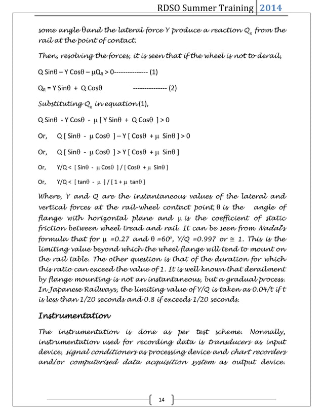 RDSO training report -NAVIN DIXIT | PDF