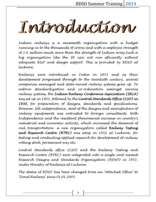 RDSO training report -NAVIN DIXIT | PDF