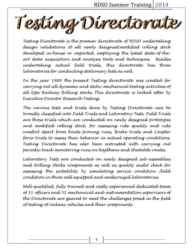 RDSO training report -NAVIN DIXIT | PDF