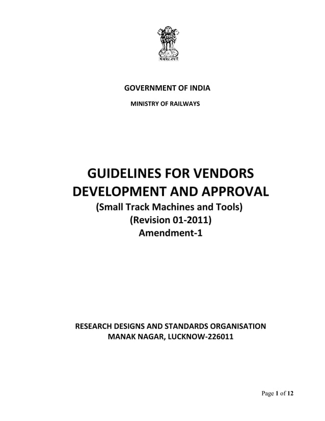 Rdso vendor registration guideline | PDF