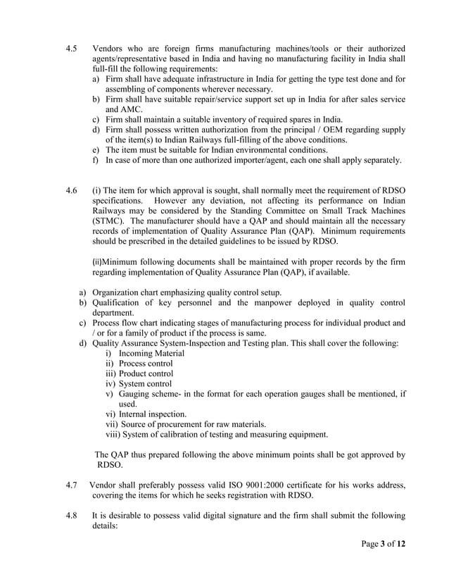 Rdso vendor registration guideline | PDF