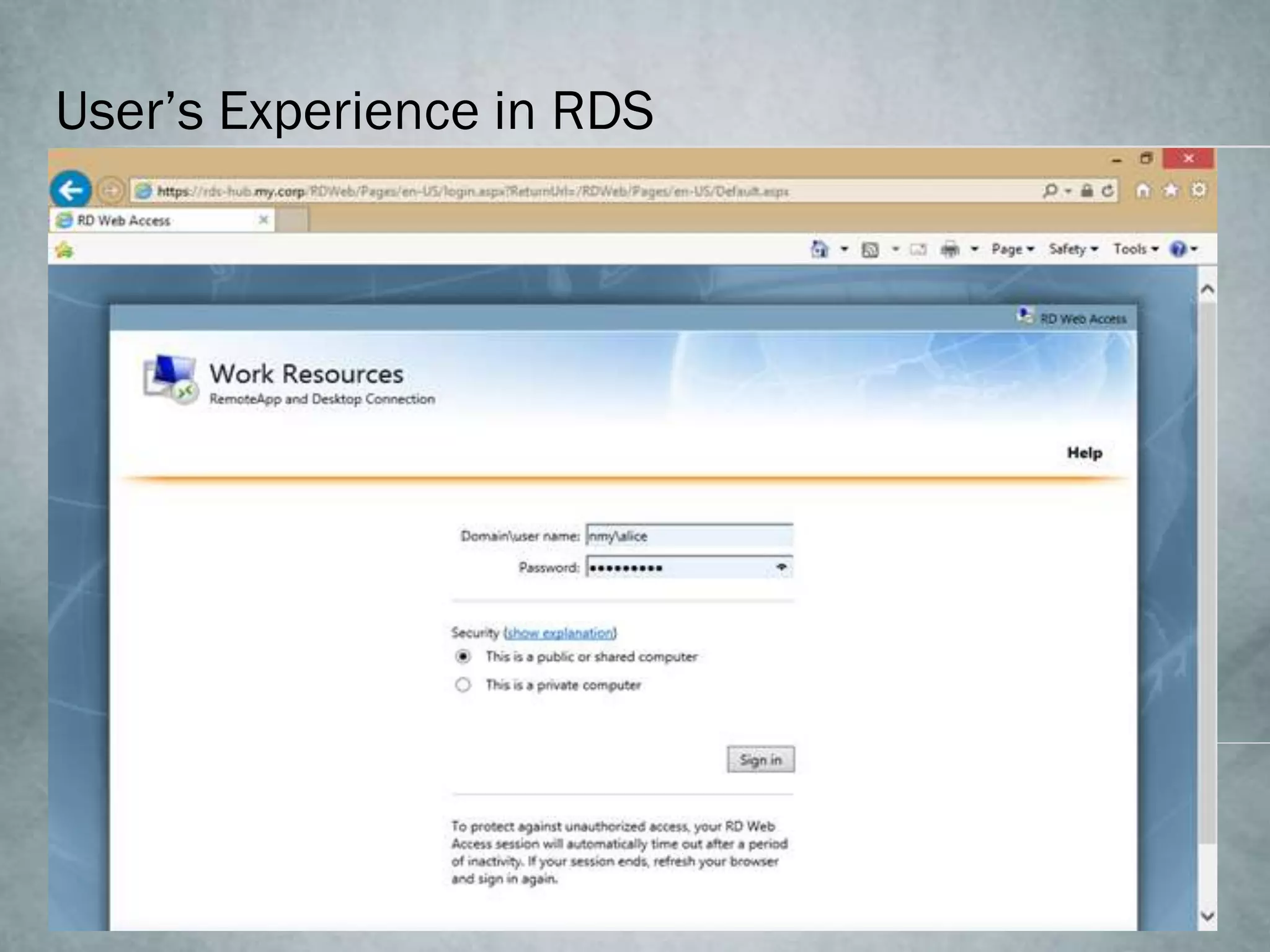 Presentation of RDS 2012 | PPTX