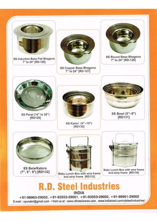 RD Steel Industries, Jagadhri, Stainless Steel Kitchen Ware | PDF ...