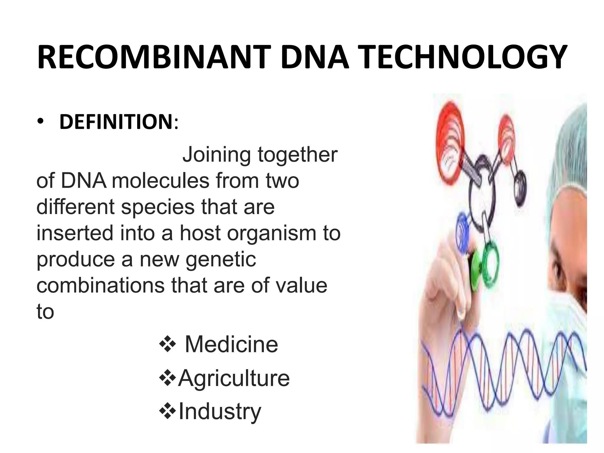 history of recombinant DNA technology | PPTX