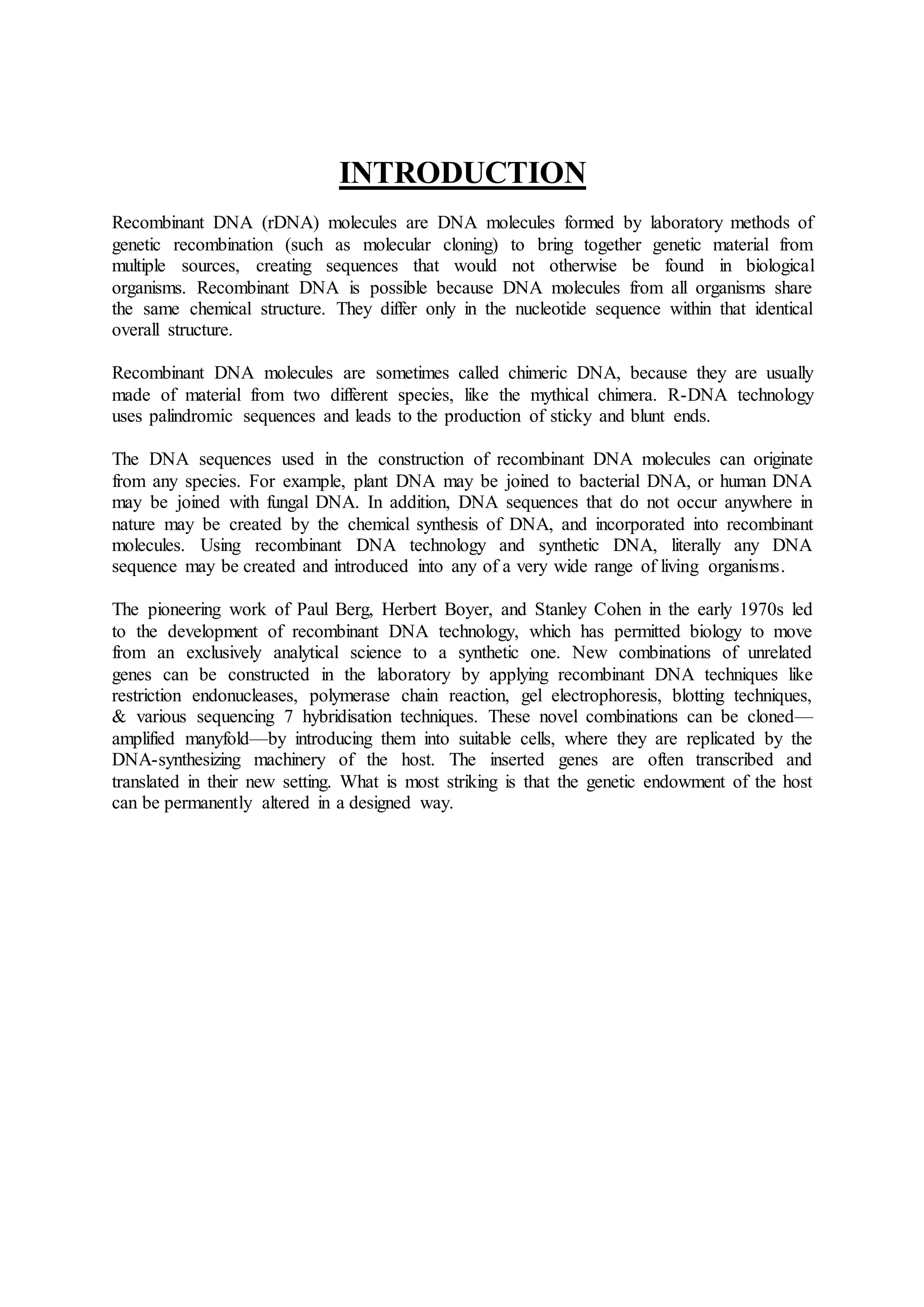 Techniques Used in Recombinant DNA Technology | DOCX