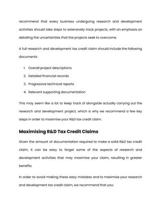 R&D Tax Credits and AI Innovation in UK. | PDF