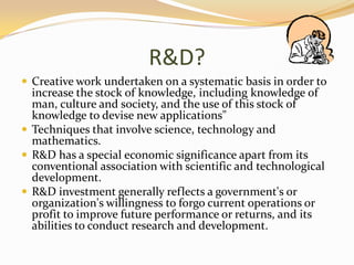 R & d @ tech transfer | PPT