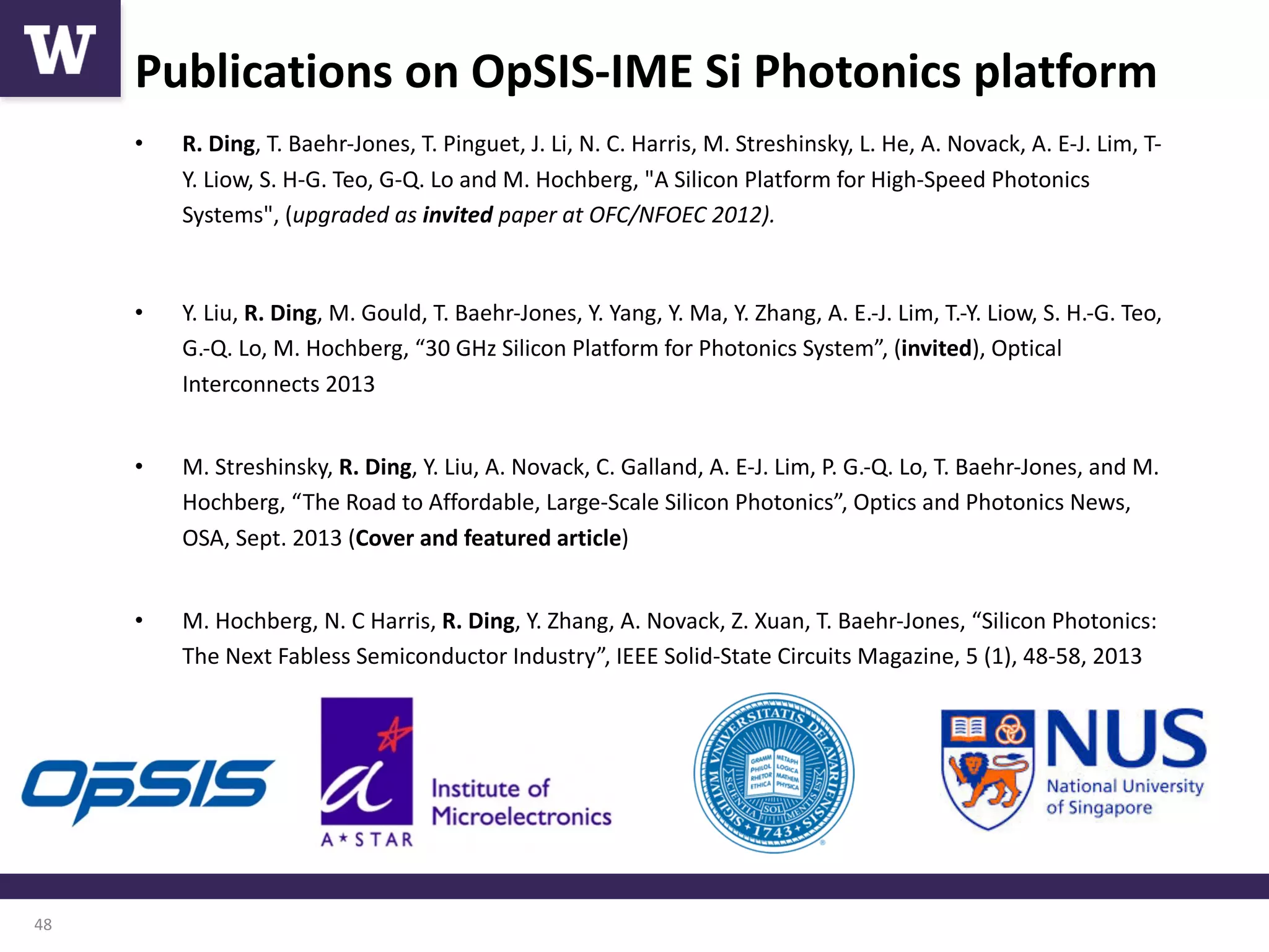 High-Speed Optical Modulators and Data Communication Systems in Silicon Photonics | PDF ...