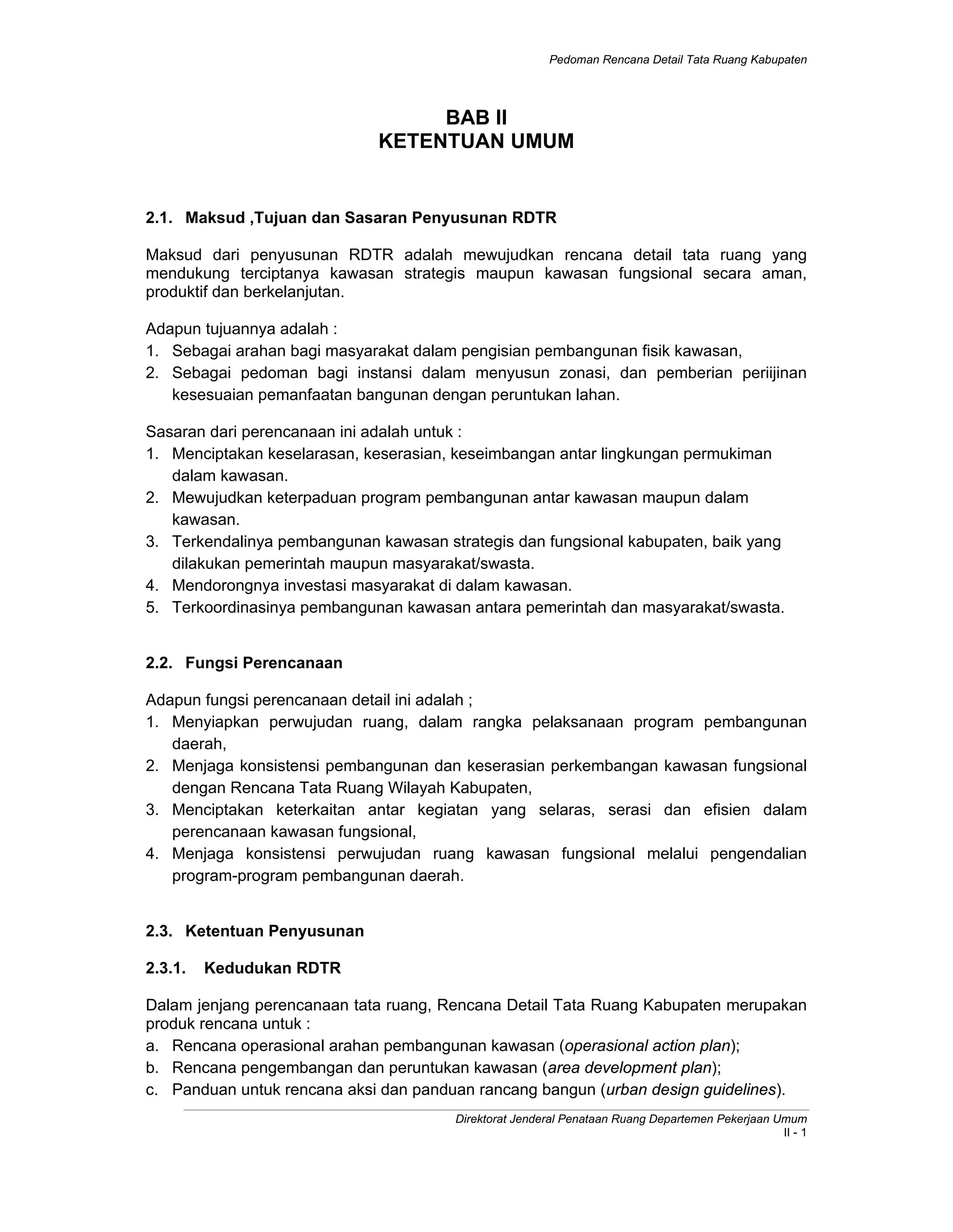 Pedoman Penyusunan Rencana Detail Tata Ruang Kabupaten | PDF