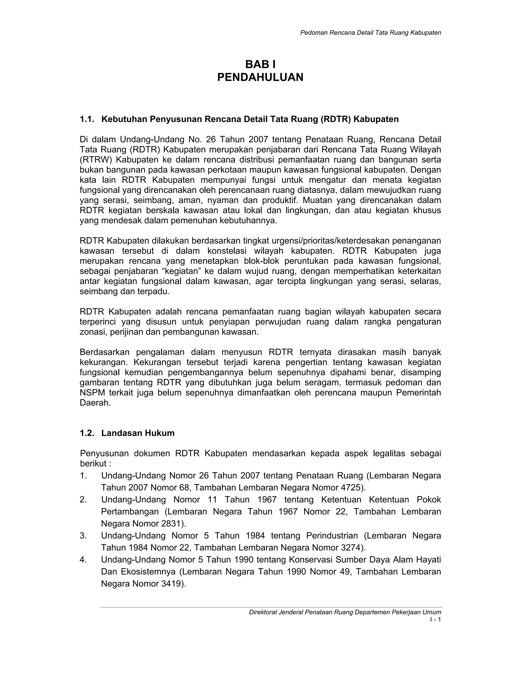 Pedoman Penyusunan Rencana Detail Tata Ruang Kabupaten | PDF