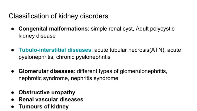 Classification of Renal Diseases, Acute Tubular Necrosis, Acute ...