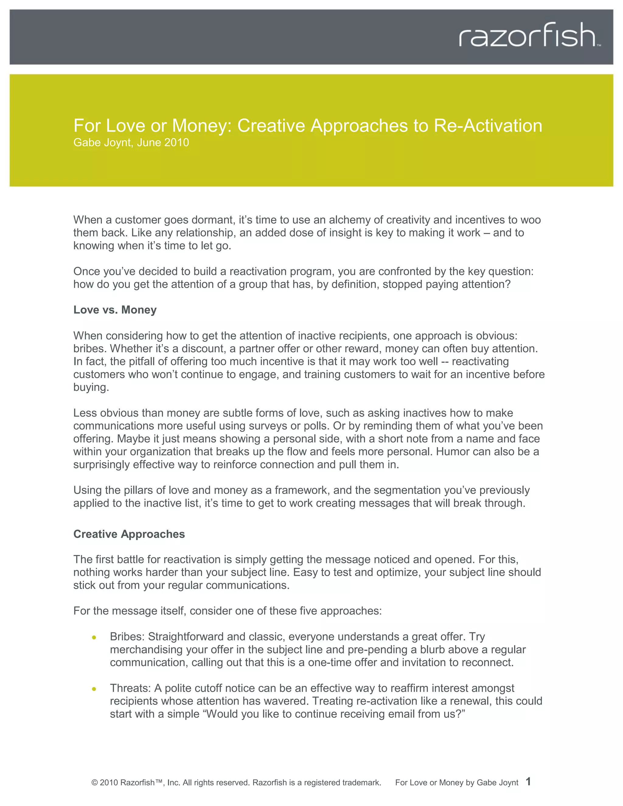 Re-Activation Razorfish | PDF