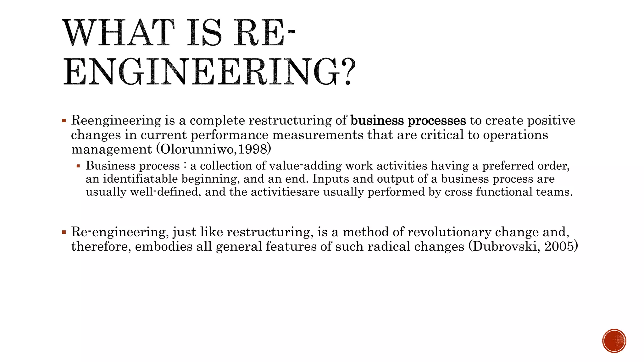Re-engineering at Retail Business | PPTX