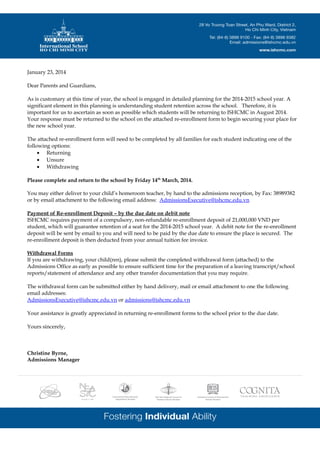 Re enrollment letter 2014-2015 | DOC