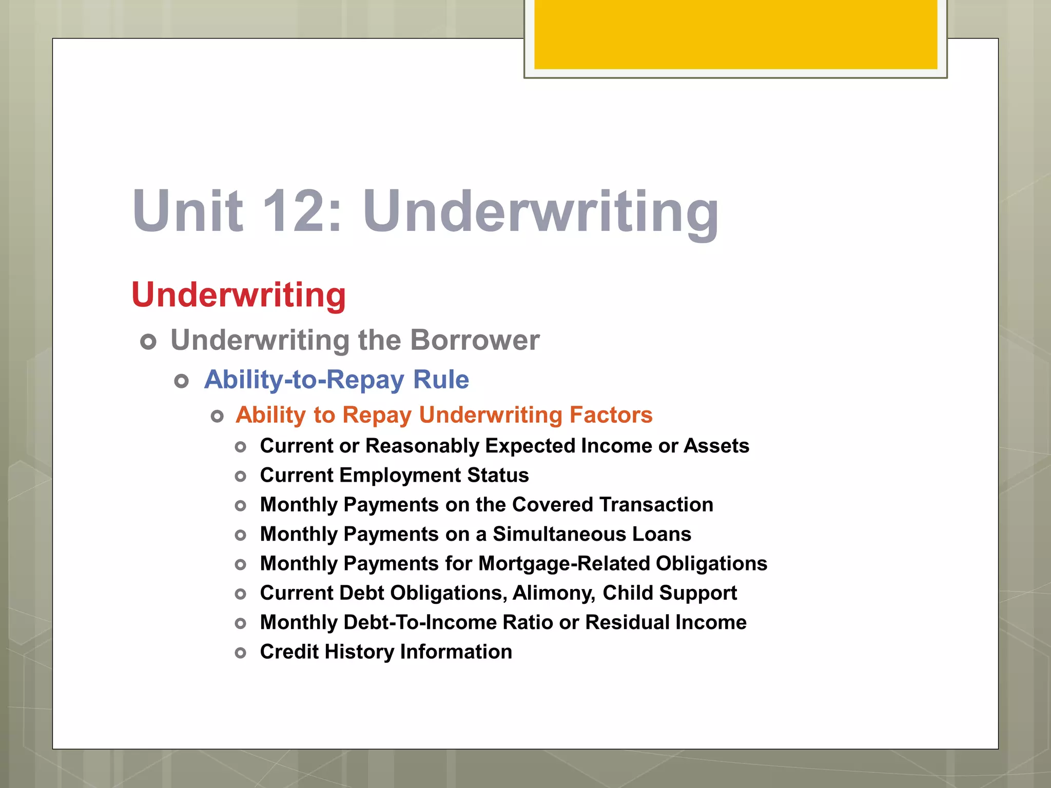 Re finance-8e - 12 - underwriting | PPTX