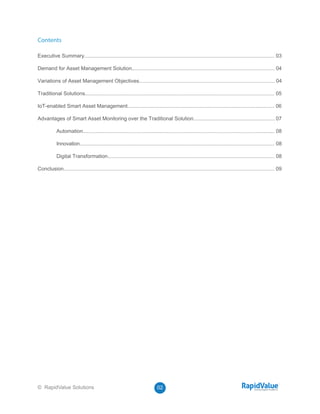 Re-imagining Asset Management with Internet of Things - A Whitepaper by RapidValue | PDF