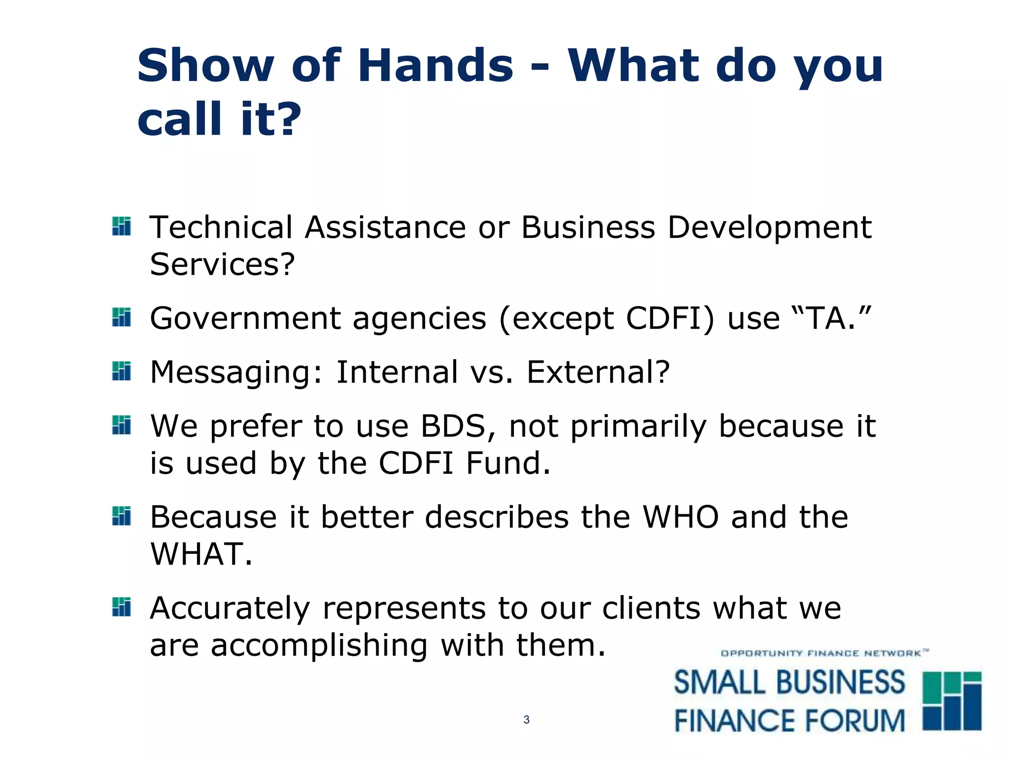 A New Model for CDFI Business Development Services | PPT