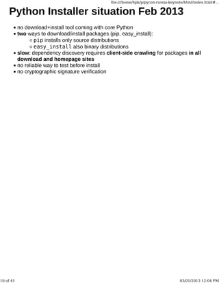 Holger Krekel: Re-inventing packaging and testing with python | PDF