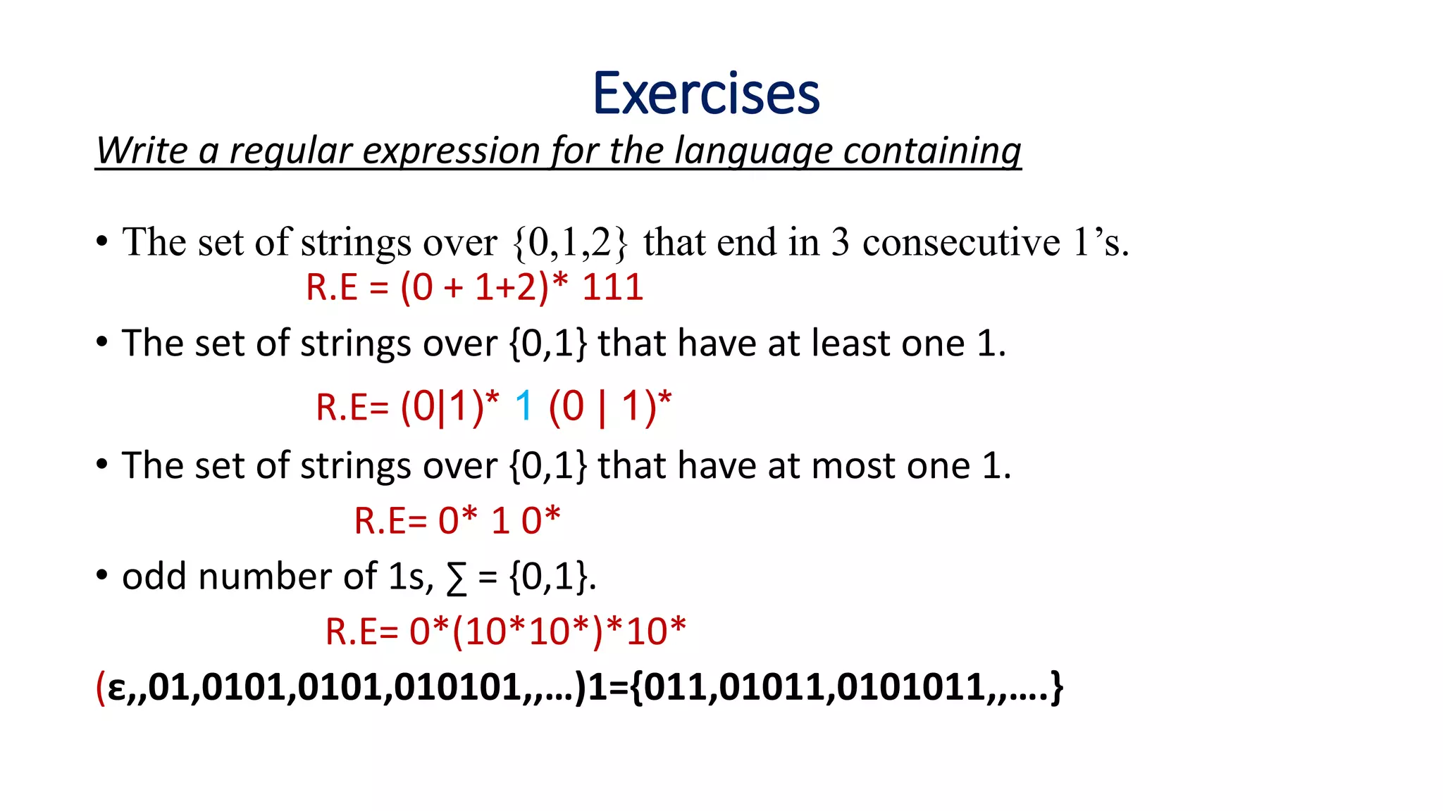 Automata Theory Re To Nfa ε Pptx Programming Languages Computing