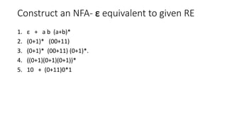 Automata theory -RE to NFA-ε | PPTX | Programming Languages | Computing