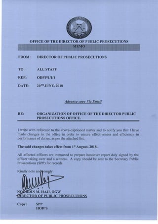 Re organization of odpp - 29th june, 2018(1) | PDF