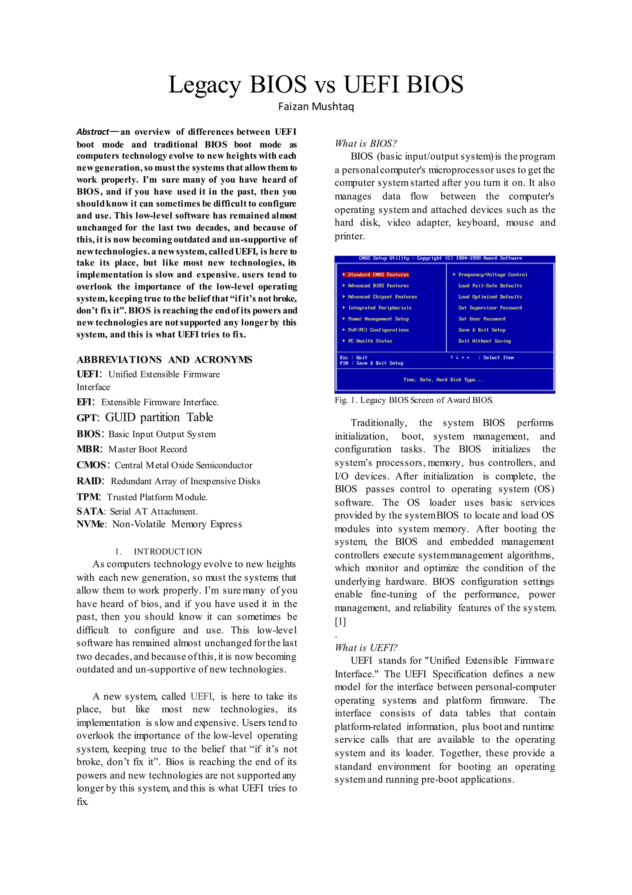 Review paper on bios vs uefi | DOCX