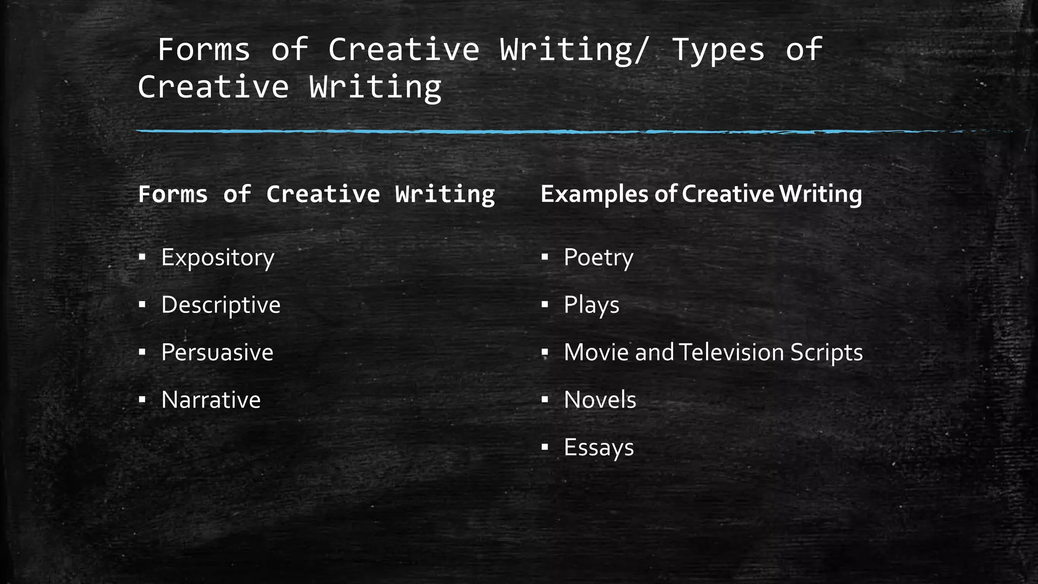 Forms of Writing: Creative writing | PPTX