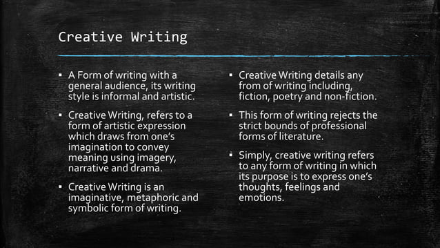 Forms of Writing: Creative writing | PPTX
