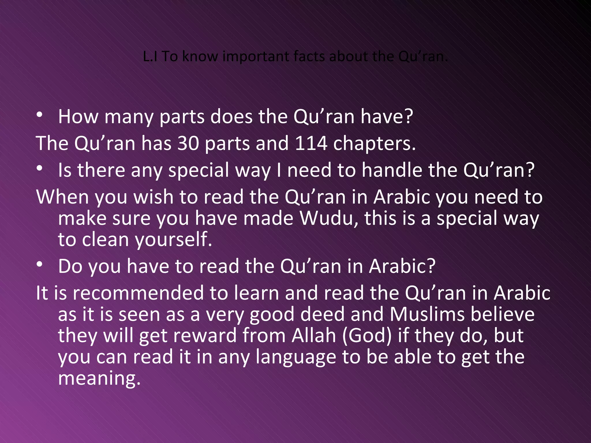 Re Quran Lesson | PPT