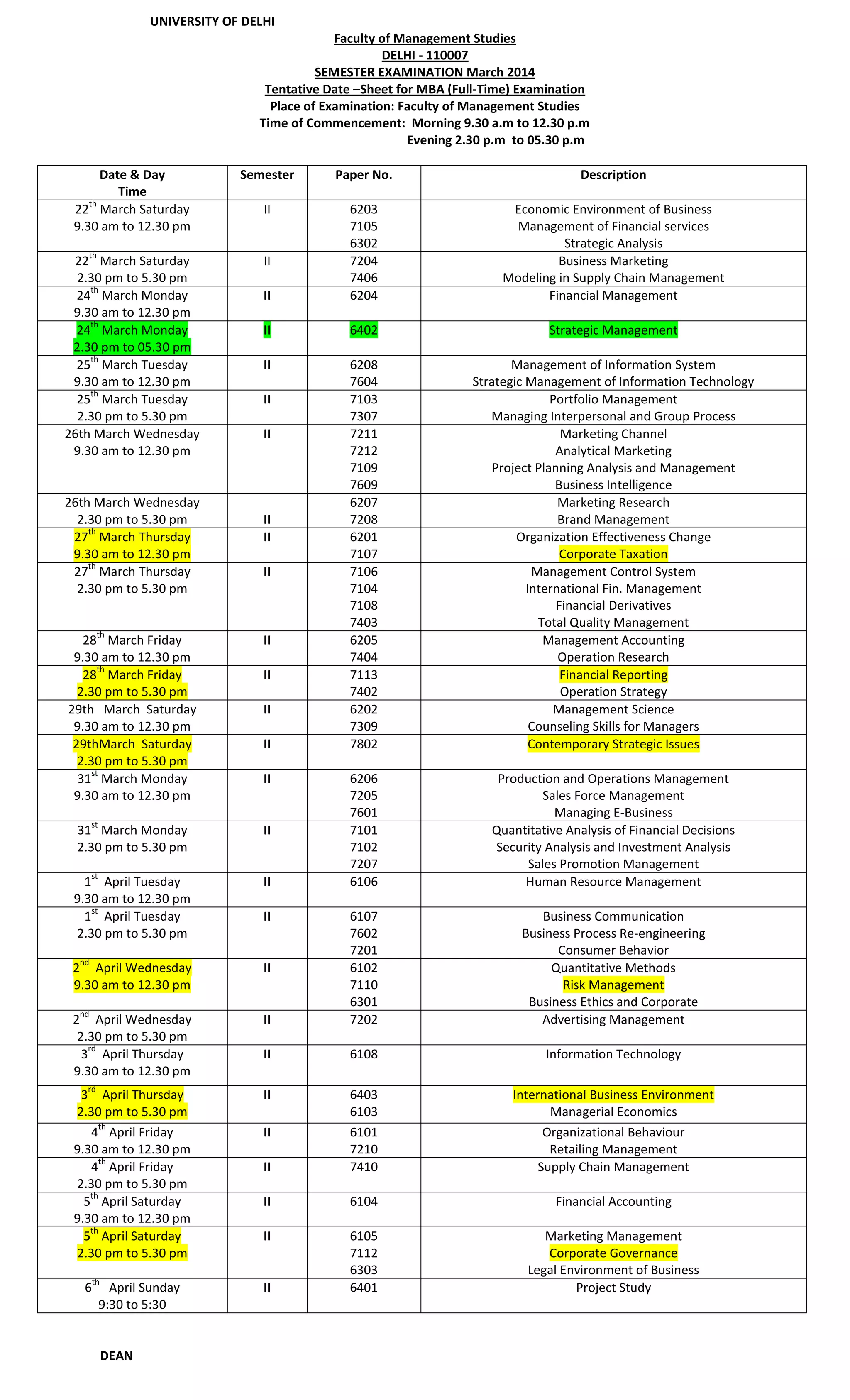 Date Sheet FMS | DOCX | Business Utilities | Business