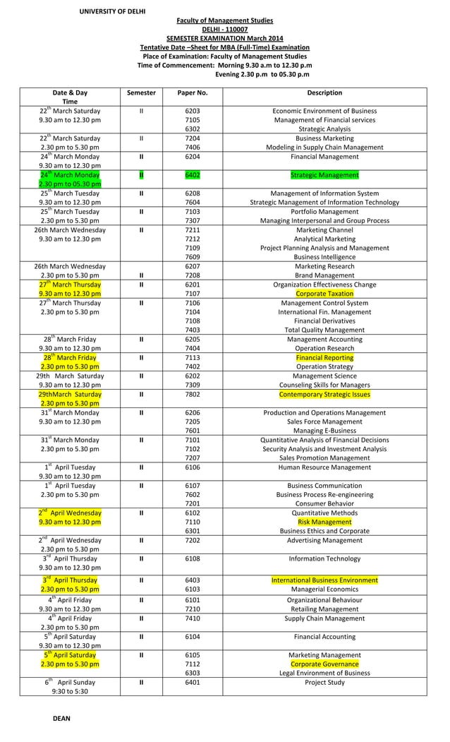 Date Sheet FMS | PDF