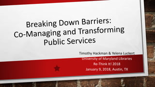 Breaking Down Barriers: Co-Managing and Transforming Public Services ...