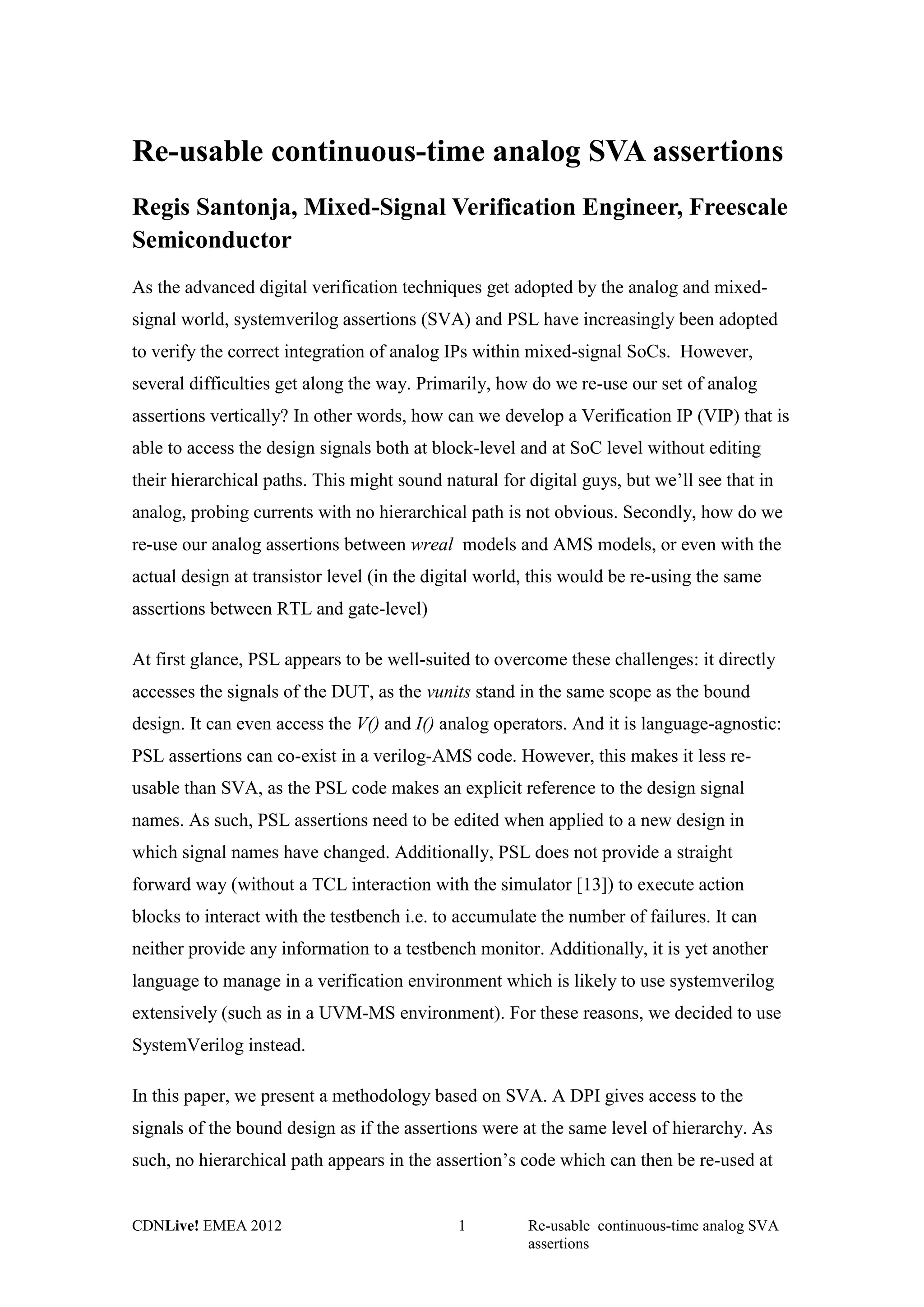 Re usable continuous-time analog sva assertions | PDF