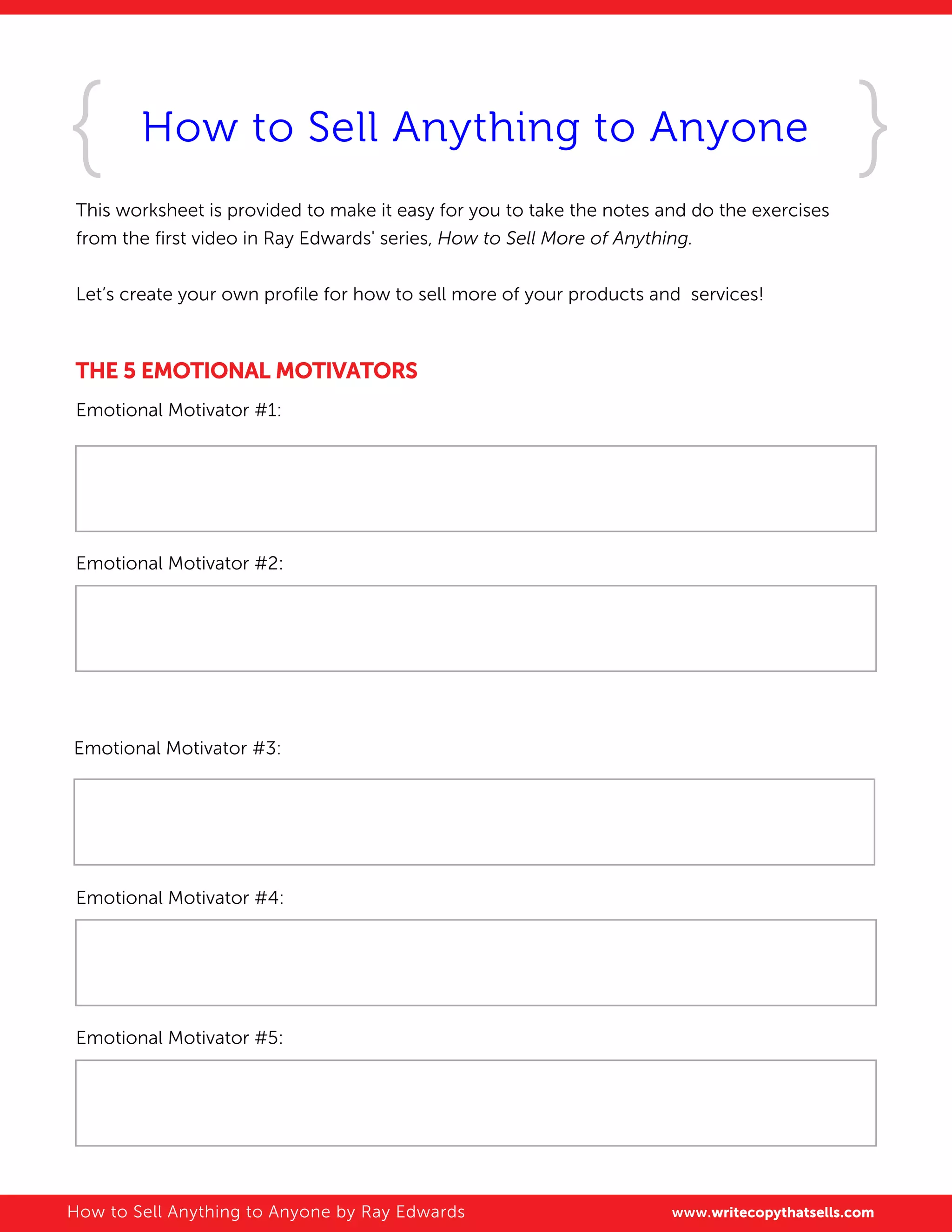 How to Sell Anything to Anyone - Ray Edwards Worksheet | PDF