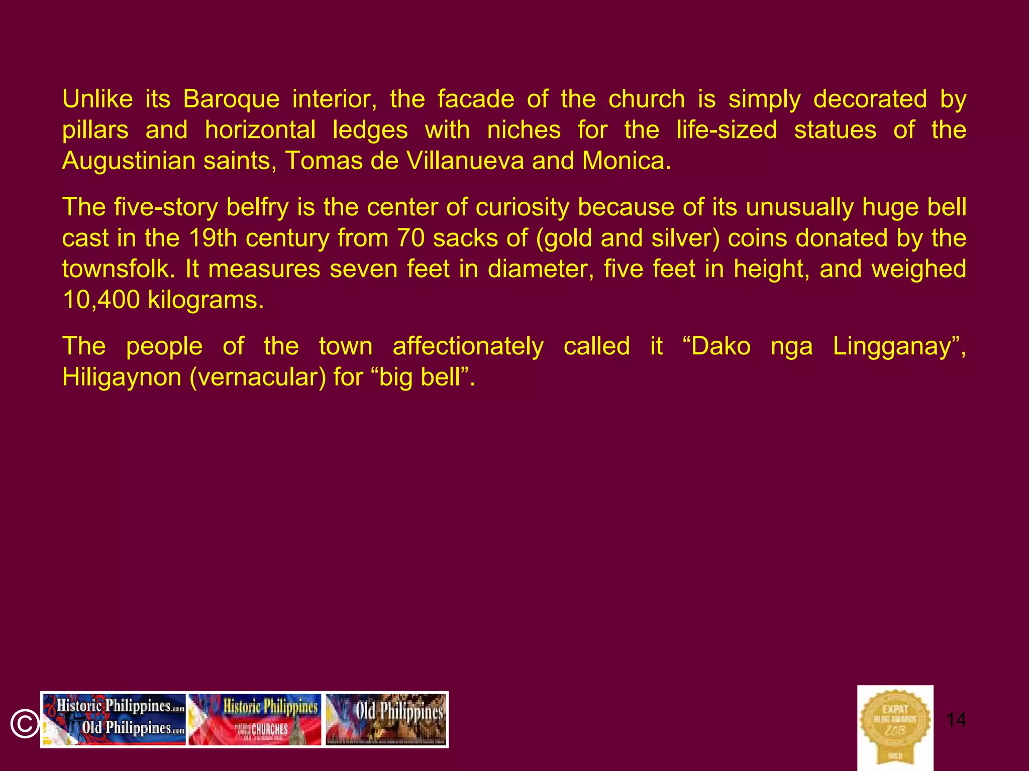 Santa Monica Church, the home of the Big Bell, Panay, Capiz, One of the ...
