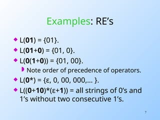 regular Expression definition equivalence | PPT