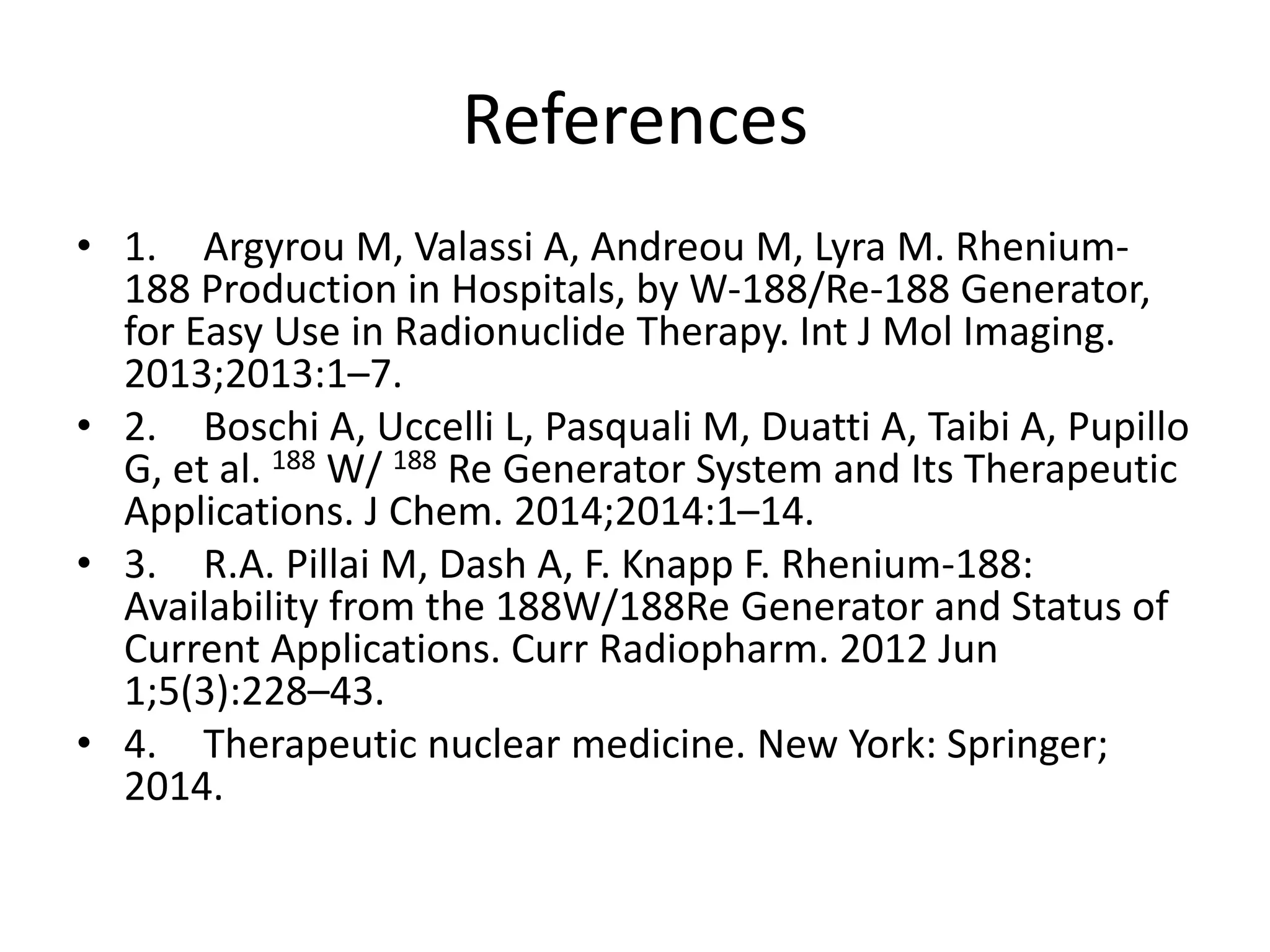 Re 188 generators | PPTX | Chemistry | Science