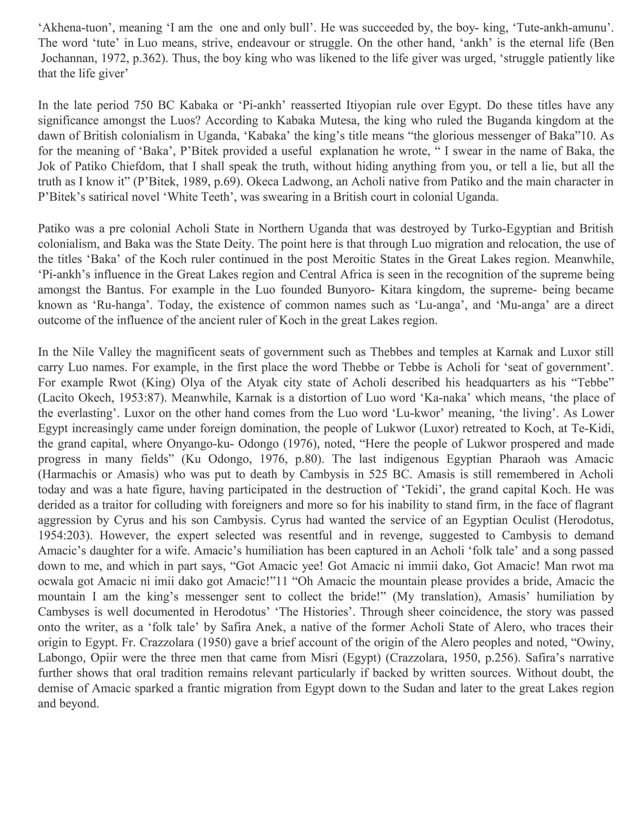 LUO ORIGIN OF CIVILIZATION IN RELATION TO ANCIENT EGYPTAIN PHARAONIC ...