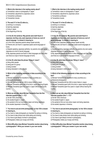 Re4 unit1 b-comprehension-questions | DOC | Food & Drink