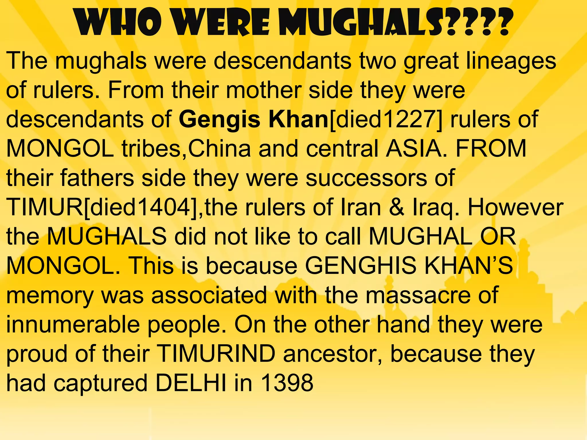 BUILDINGS AND RULERS OF MUGHAL EMPIRE | PPT