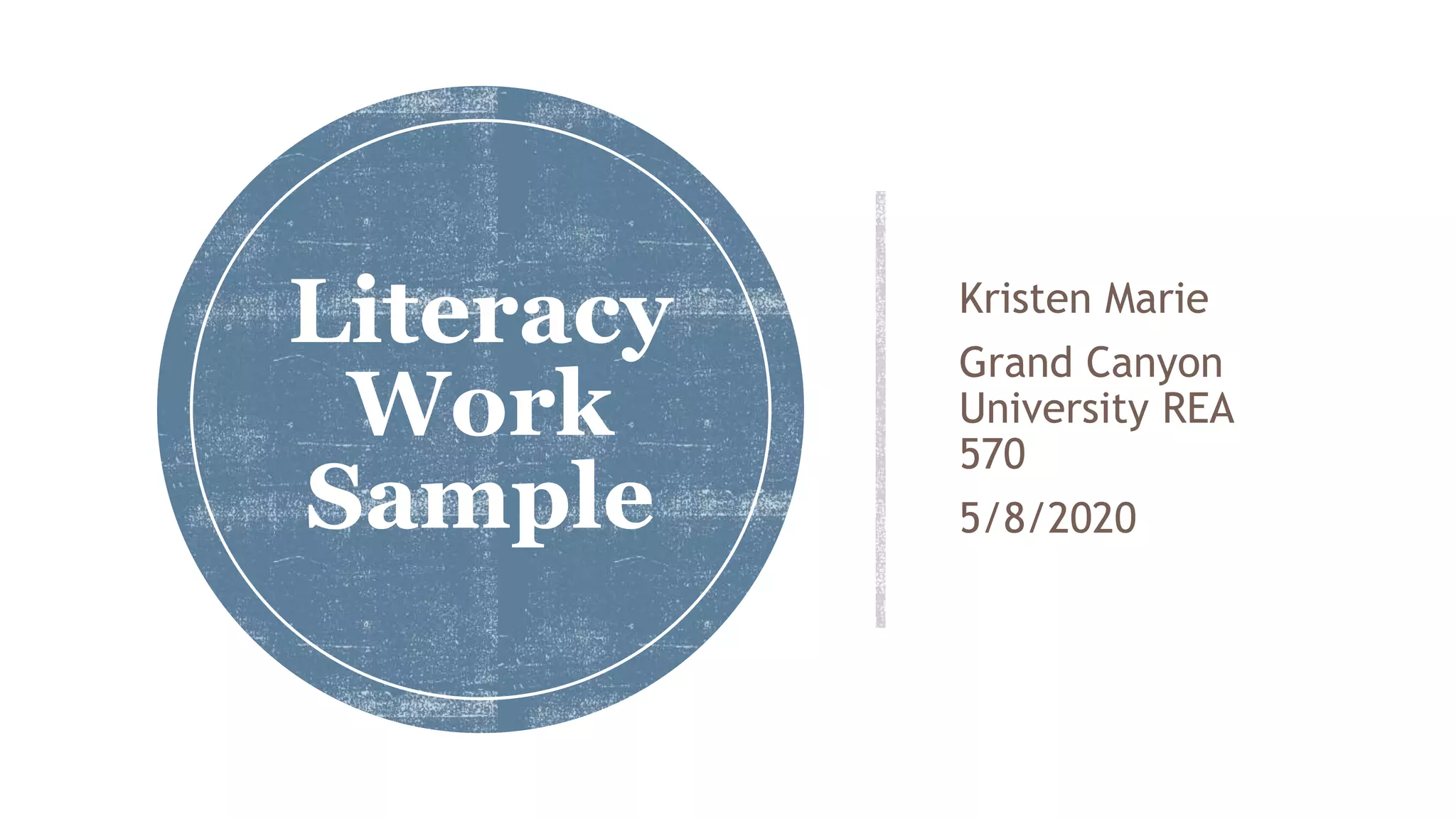 Literacy Work Sample | PPTX