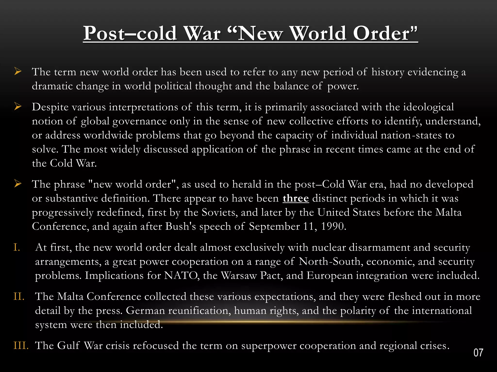 The New World Order After The Cold War. | PPTX