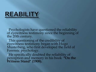 Reability of eye witness | PPT