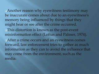 Reability of eye witness | PPT